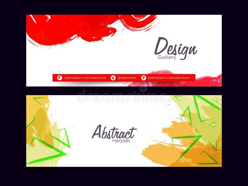 Social Media Banner or Header Design Set in Abstract Brush Stroke Stock ...