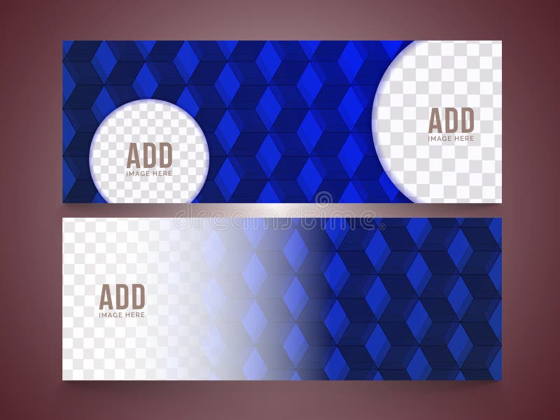 Social Media Banner or Header Design Set with Abstract Rhombus Pattern ...