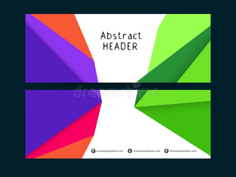 Social Media Banner or Header Design Set in Colorful Abstract Stock ...