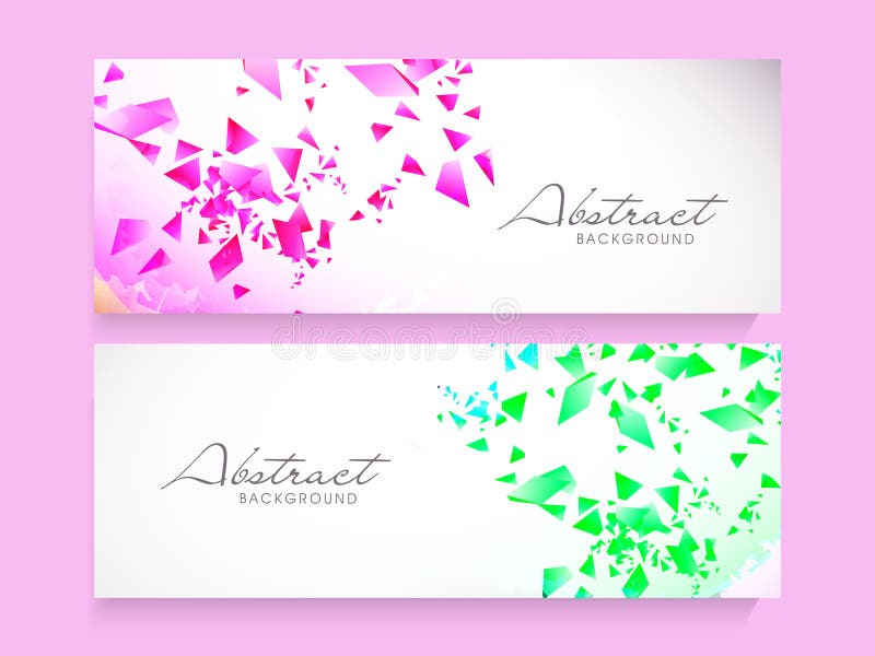 Social Media Banner or Header Design Set with Abstract Triangles Stock ...