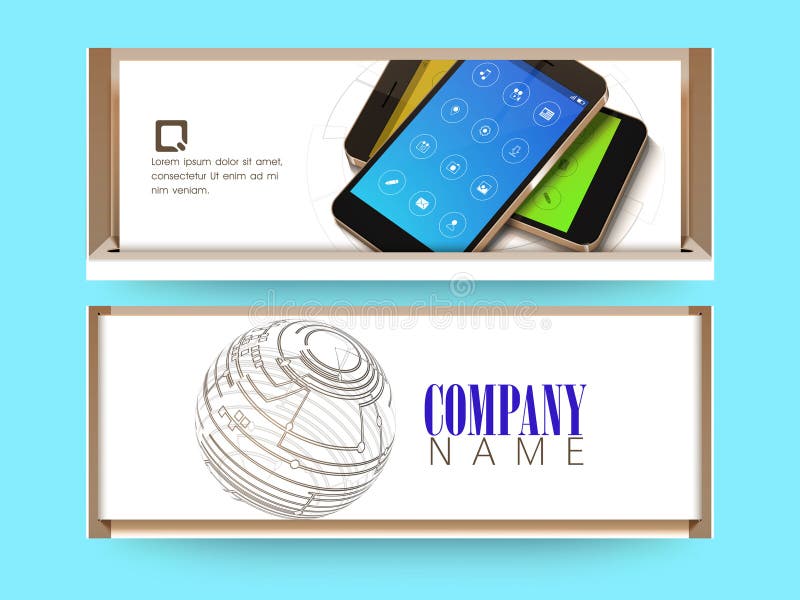 Social Media Banner or Header Design Set with Smartphones Stock ...
