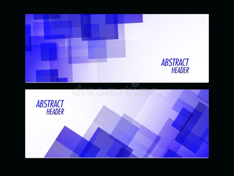 Social Media Banner or Header Set in Blue and White Abstract Geometric ...