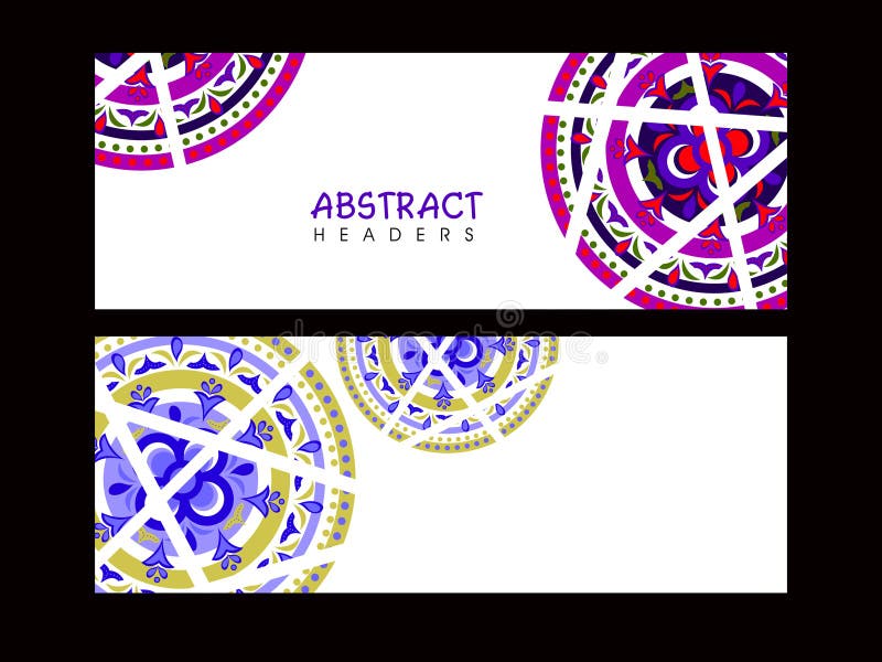 Social Media Banner or Header Set Decorated with Mandala Ornaments and ...