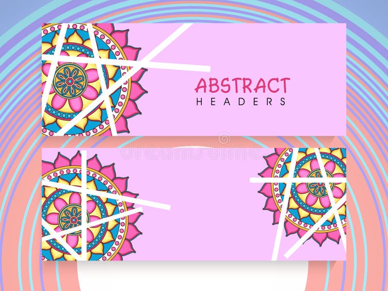 Social Media Banner or Header Set Decorated with Mandala Ornaments and ...