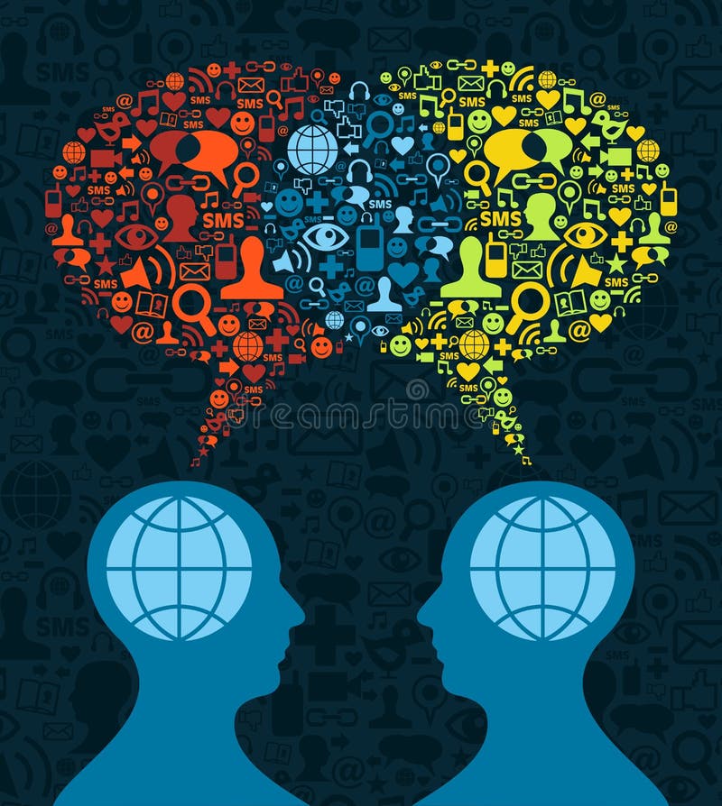Social Media Brain Communication Stock Vector - Illustration of network ...