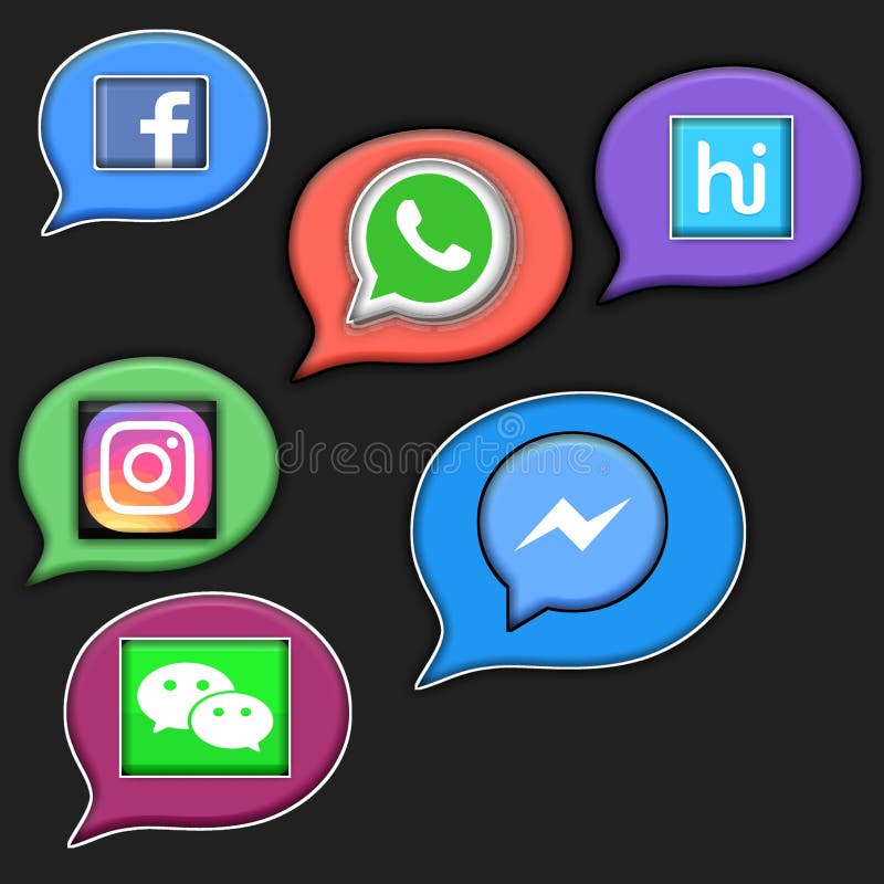 Social media voice bubbles editorial stock photo. Illustration of ...