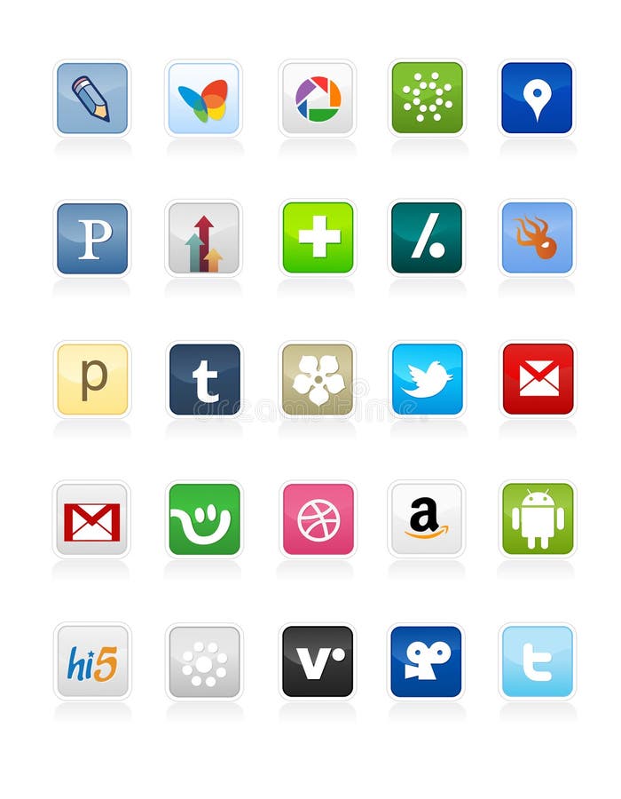 Social Media Buttons 2 editorial photography. Illustration of bright ...