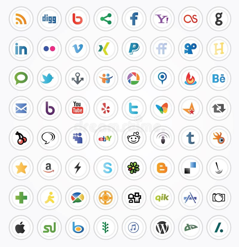 Sticker Social Media Buttons and Icons Editorial Image - Illustration ...