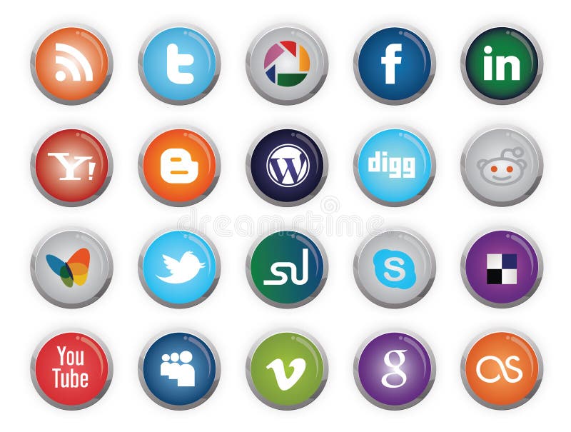 Social Media Button & Icon Editorial Photo - Illustration of icons ...