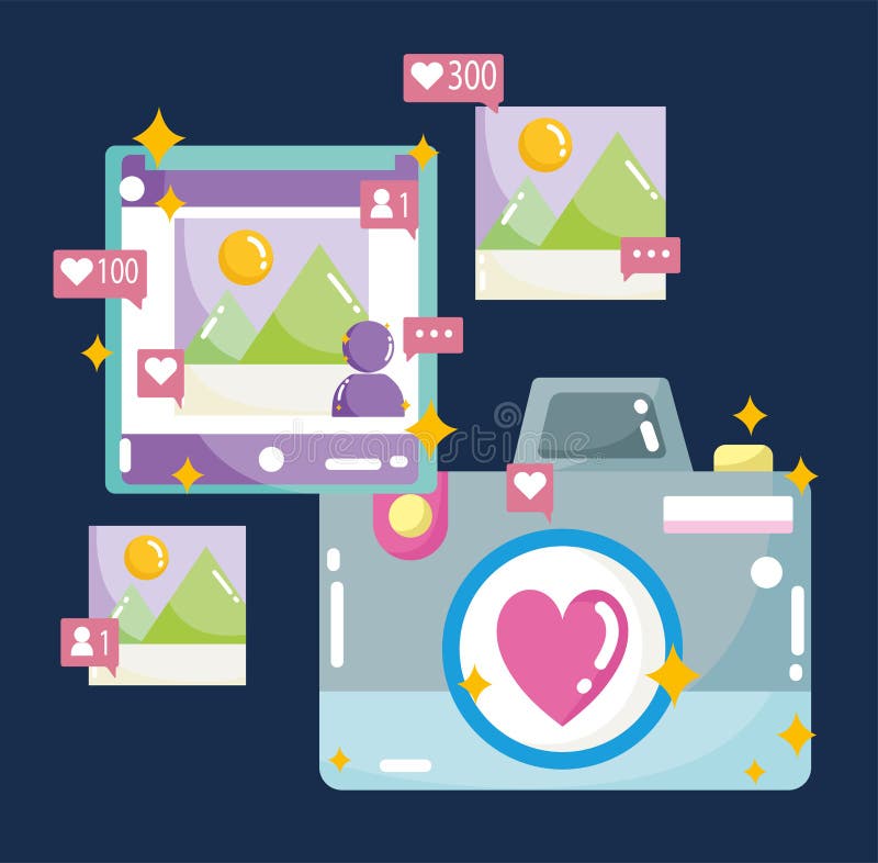 Social Media Camera Photo Image Follow Like Message Stock Vector ...