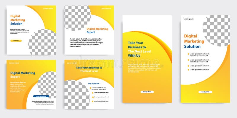 Social Media Carousel Post Banner Layout in Gradient Yellow Color ...