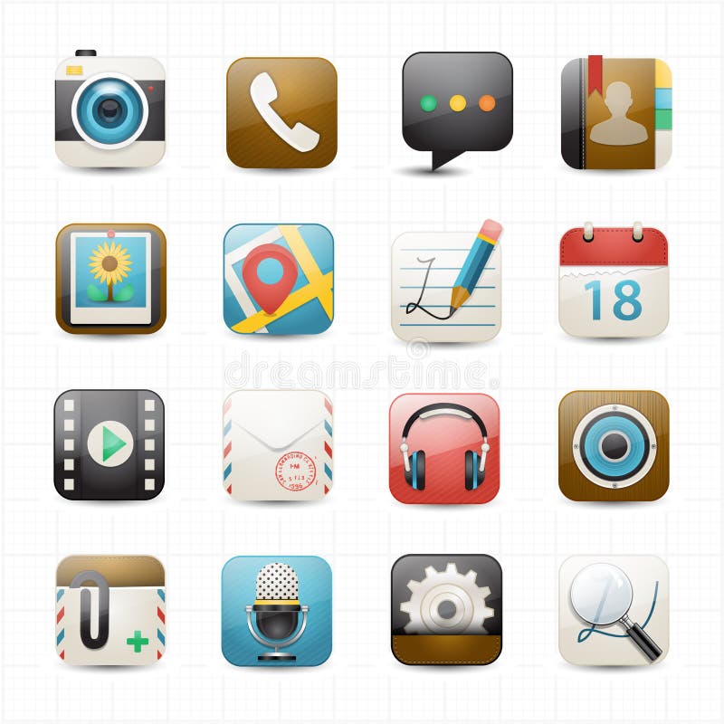 Application Mobile Icons and White Background Stock Vector ...