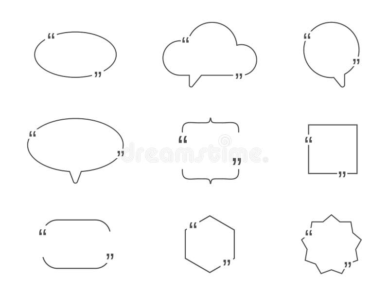 Quote Bubble Set. Social Media Chat. Line Text Frame. Quotation Title ...