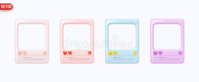 Social Media Clean Empty Post Template. Set Colorful Frame Border of ...