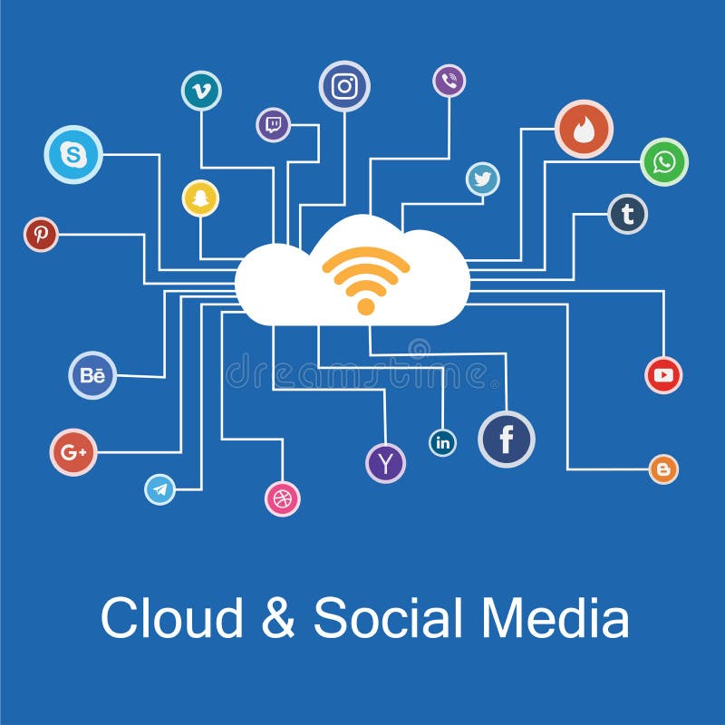 Social Media & Cloud Icons Editorial Stock Photo - Illustration of ...