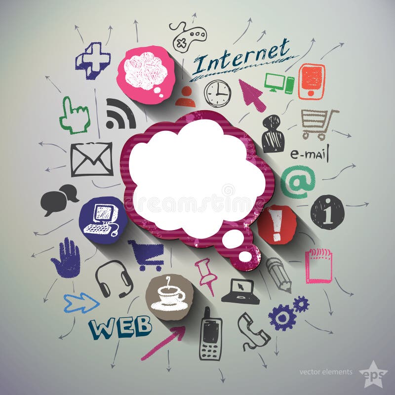 Social Media Collage with Icons Background Stock Vector - Illustration ...