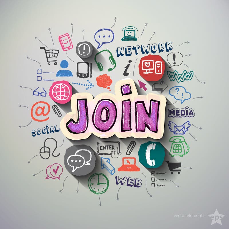 Social Media Collage With Icons Background Stock Vector - Illustration ...