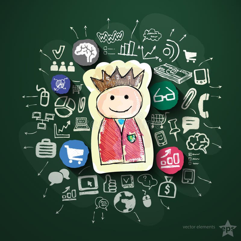 Social Media Collage with Icons on Blackboard Stock Vector ...
