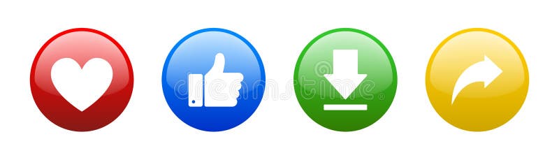 Social Media Colored Button Collection. Isolated Vector Illustration ...