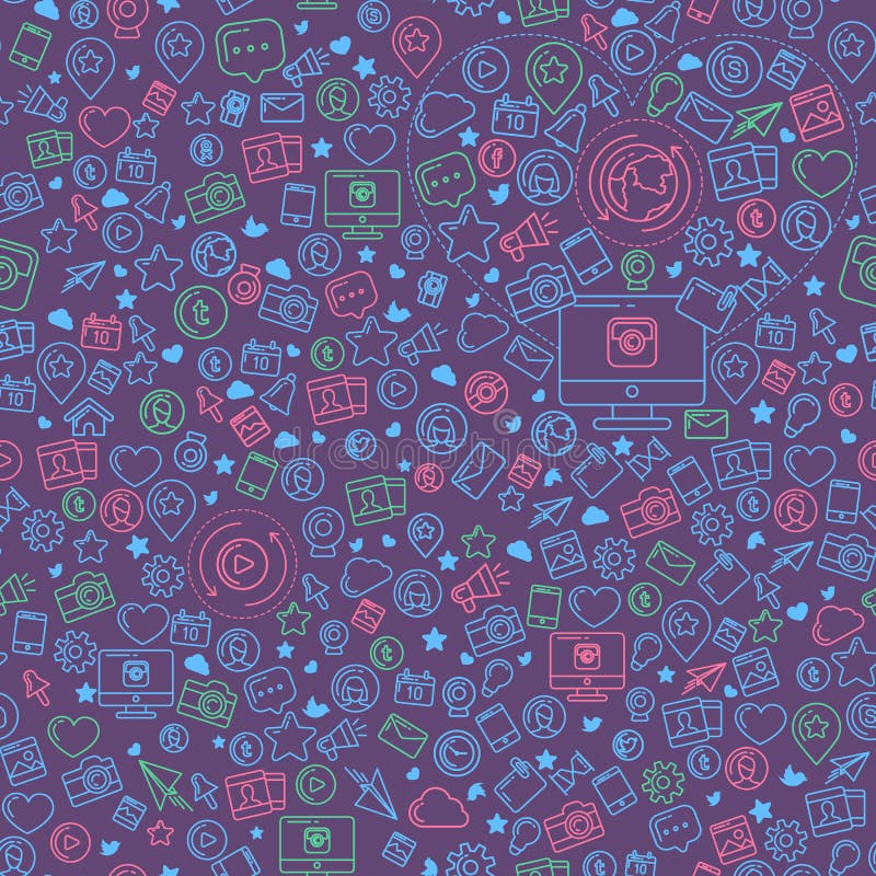 Social Media Colorful Seamless Pattern Editorial Photo - Illustration ...