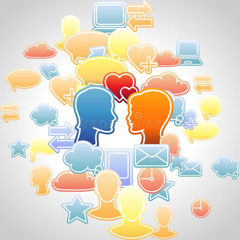 Social Media, Communication in the Global Computer Stock Vector ...