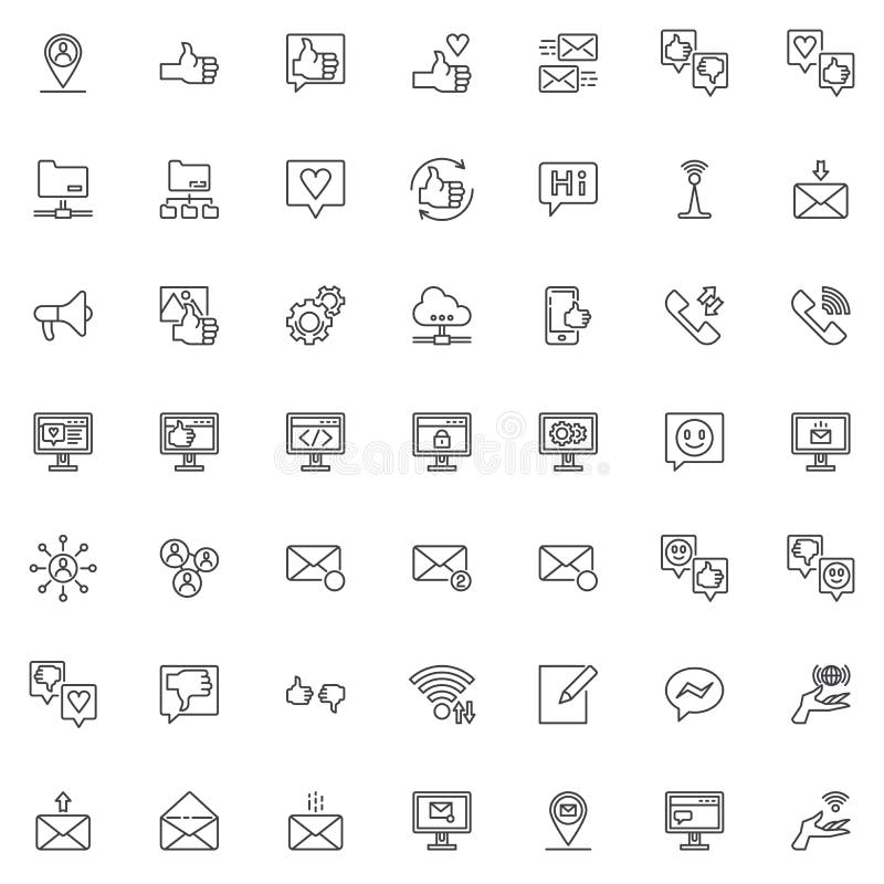 Communication Media Line Icons Set Stock Vector - Illustration of ... Communication Media Line Icons Set Stock Vector - Illustration of ...