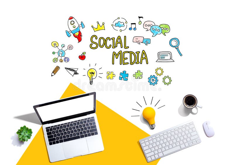 Social Media with Computers and a Lightbulb Stock Photo - Image of ...