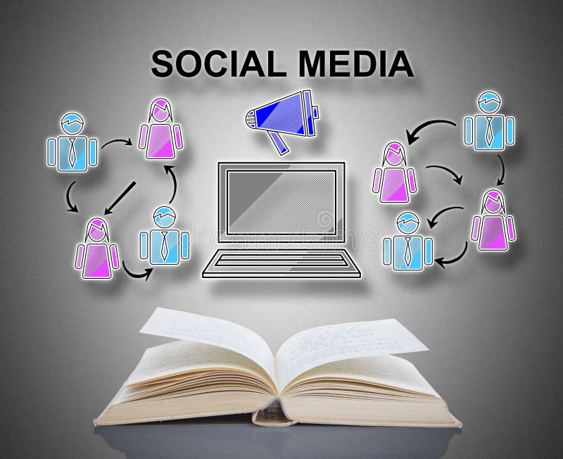 Social Media Concept Above a Book Stock Photo - Image of communication ...