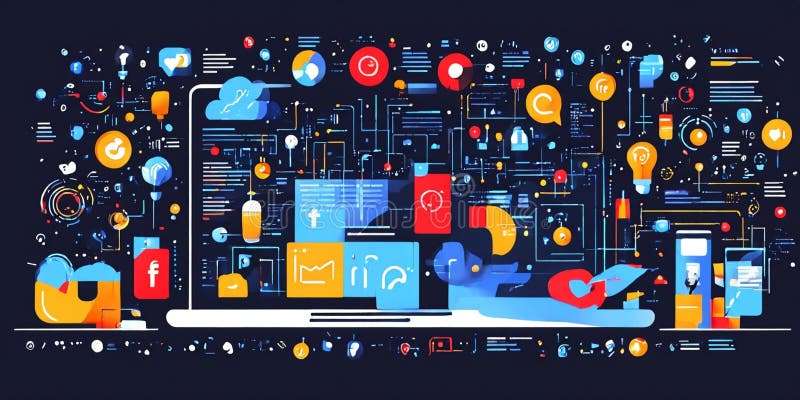 Social Media Concept. Communications, Maintenance and Support, Stock ...