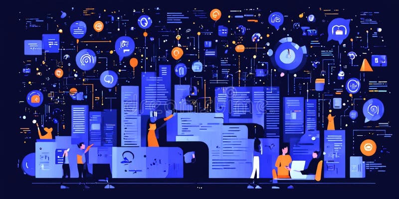 Social Media Concept. Communications, Maintenance and Support, Stock ...