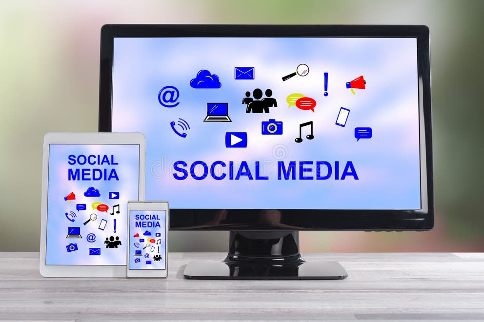Social Media Concept on Different Devices Stock Image - Image of ...