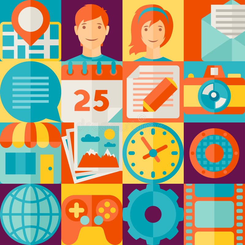 Social Media Concept Illustration in Flat Design Stock Vector ...