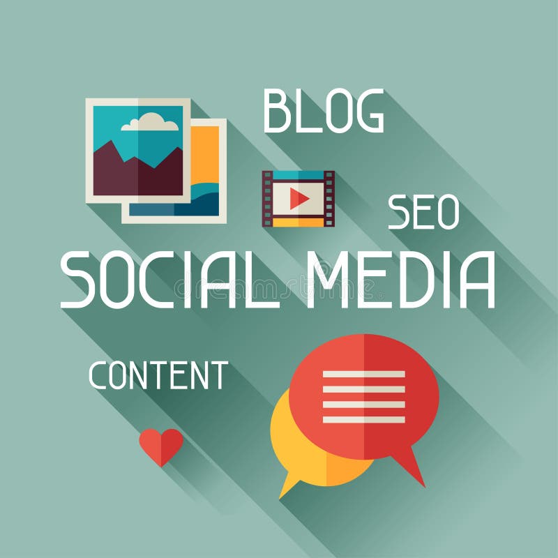 Social Media Concept Illustration in Flat Design Stock Vector ...