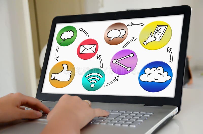 Social Media Concept on a Laptop Screen Stock Image - Image of laptop ...
