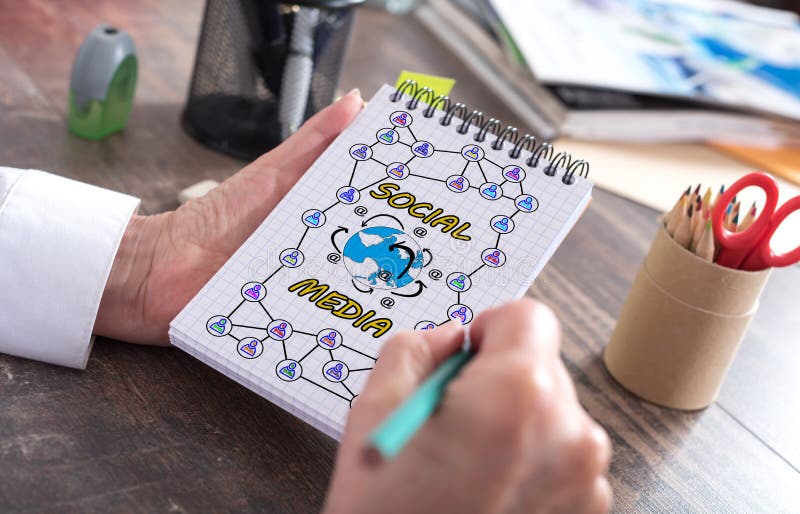 Social Media Concept on a Notepad Stock Image - Image of notepad ...