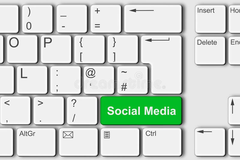 Social Media Concept PC Computer Keyboard 3d Illustration Stock ...