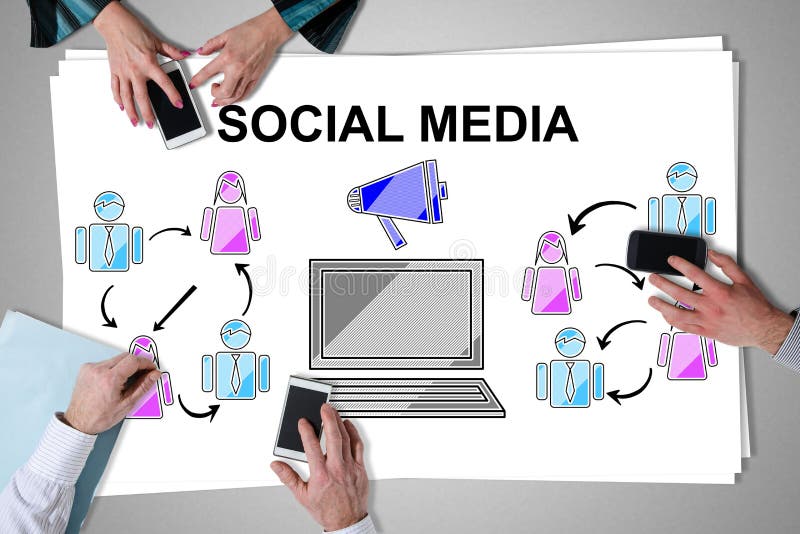 Social Media Concept Placed on a Desk Stock Image - Image of forum ...