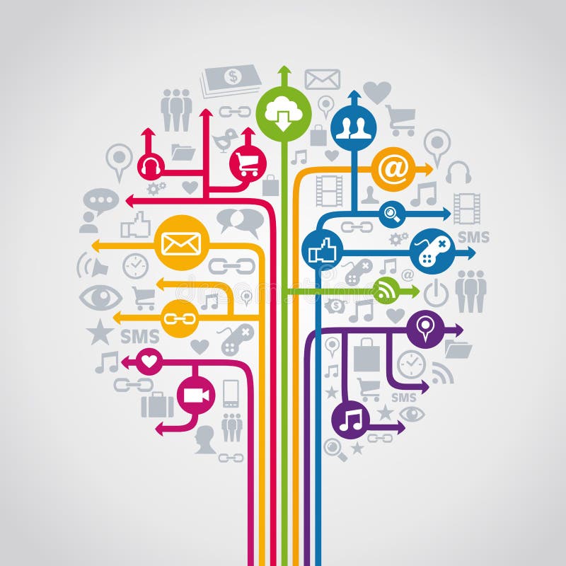 Social Media Networks Hand Concept Tree Stock Vector - Illustration of ...