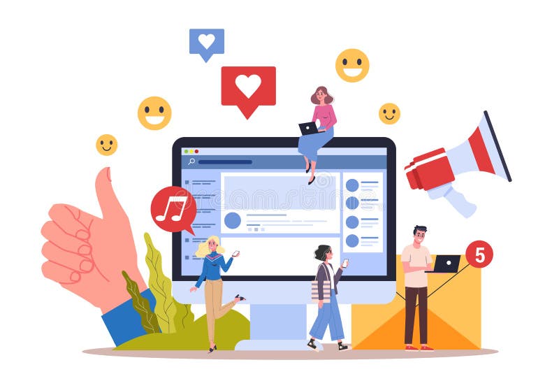 Social Media Concept. Using Network for Posting and Sharing Content ...