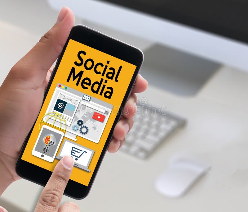 Social Media Connection Communication Global People Using Mobil Stock ...