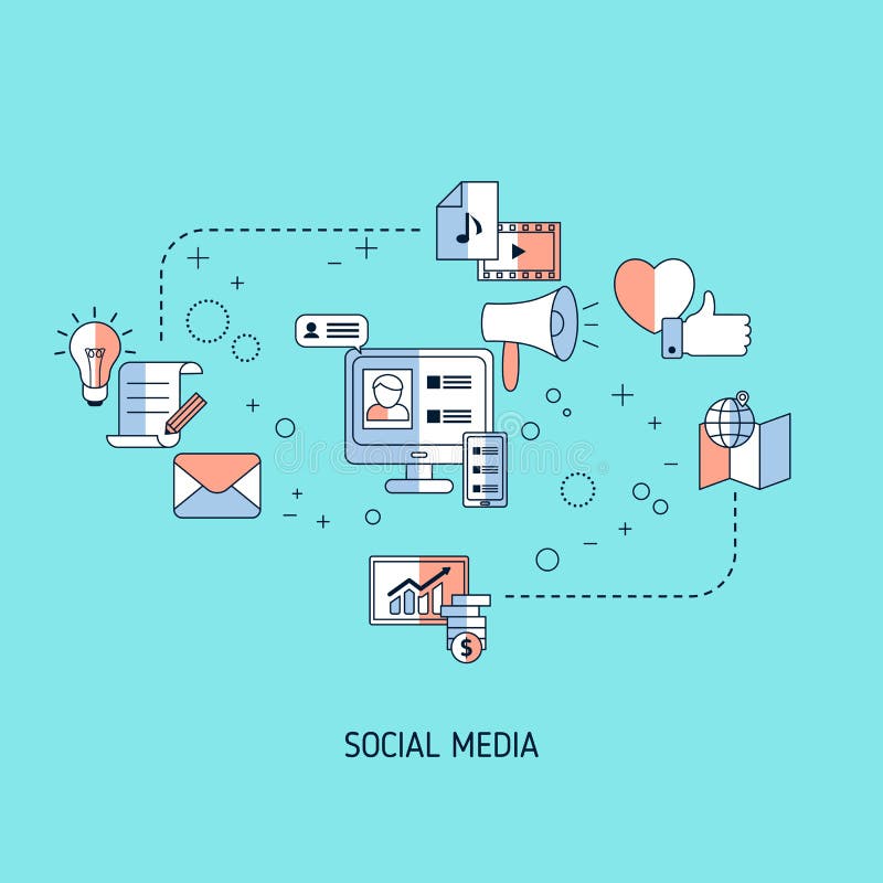 Social Media Connection Concept Stock Vector - Illustration of computer ...