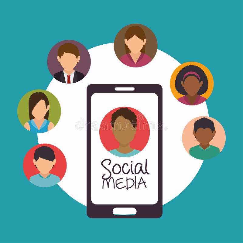 Social Media Connection Persons Design Stock Vector - Illustration of ...