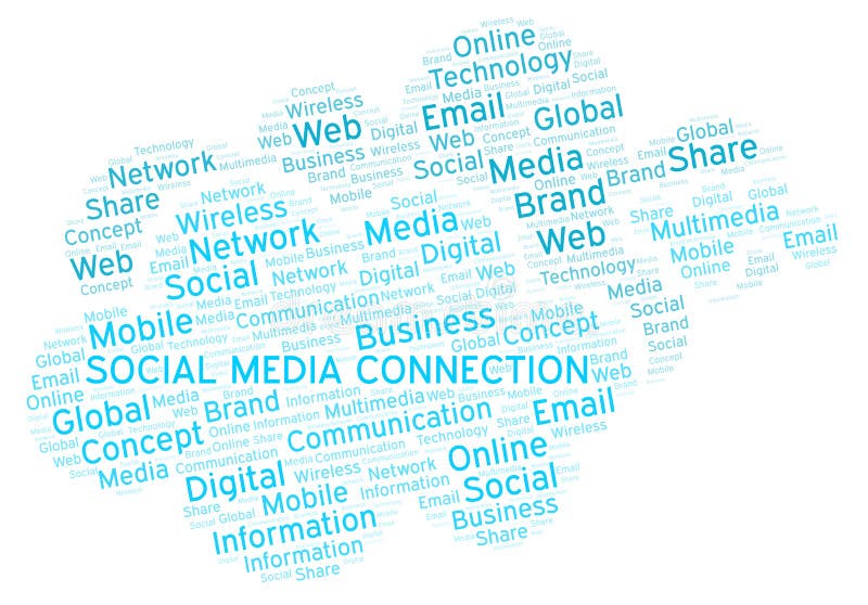 Social Media Connection Word Cloud Stock Illustration - Illustration of ...