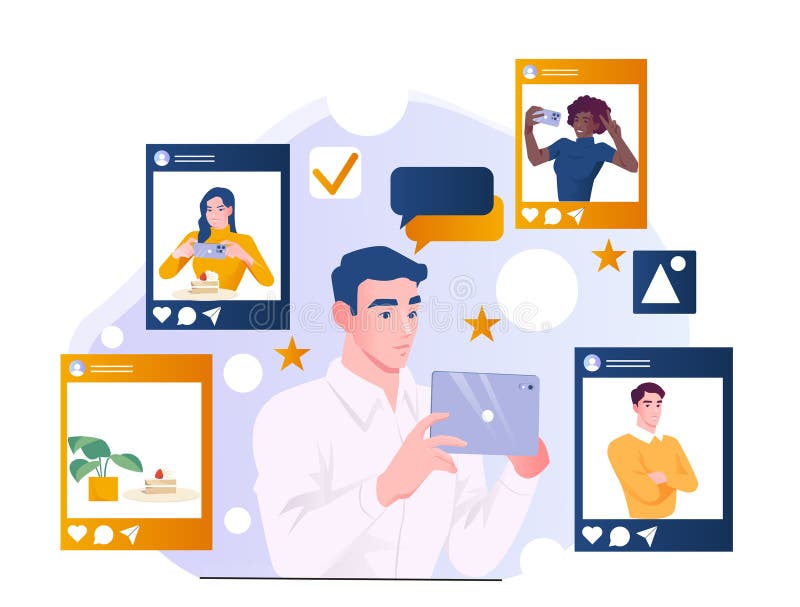 Social Media Content Sharing Concept. Vector Illustration Stock ...