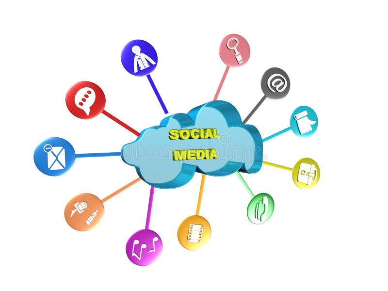 Social Media,3D Illustration Stock Illustration - Illustration of ...