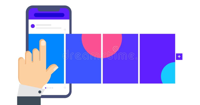 Social Media Design Concept. Smartphone with Interface Carousel Post on ...