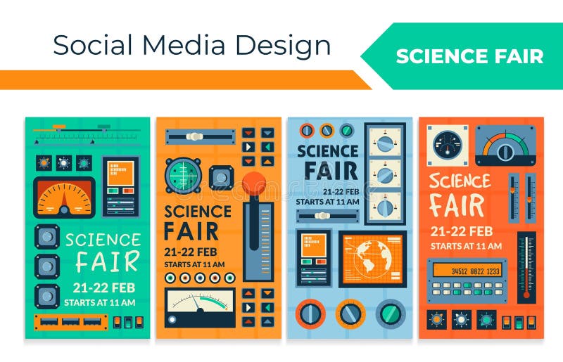 Social Media Design Set for Science Fair Promo Stock Vector ...