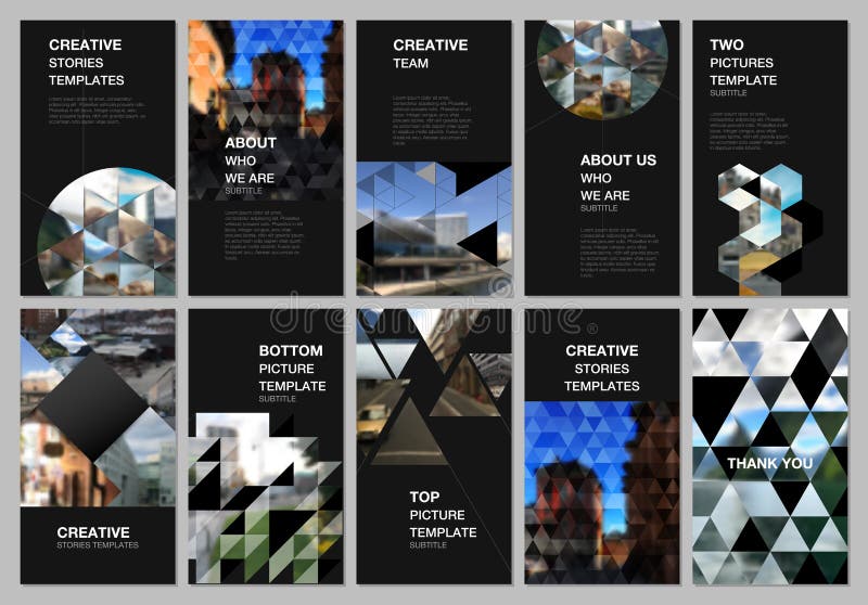 Social Media Design, Vertical Banner or Flyer Templates with Triangles ...