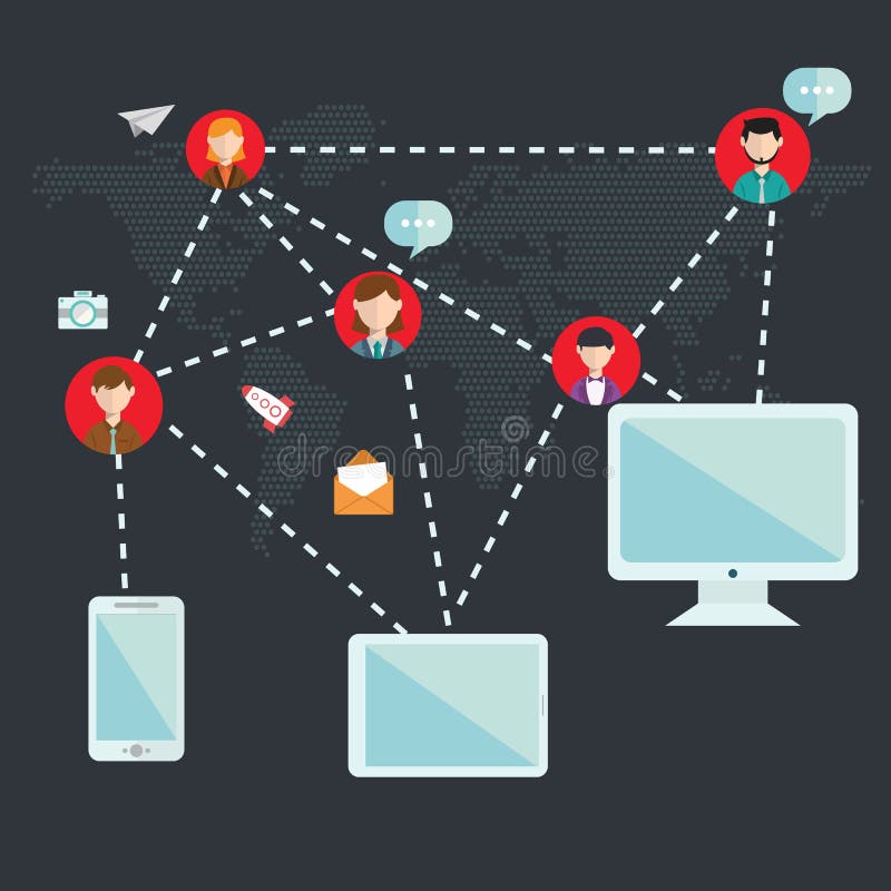 Social Media Devices, Network Illustration, Vector, Icon Stock Vector ...