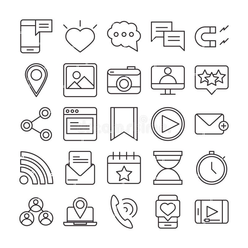 Social Line Icons Stock Illustrations – 124,633 Social Line Icons Stock ...